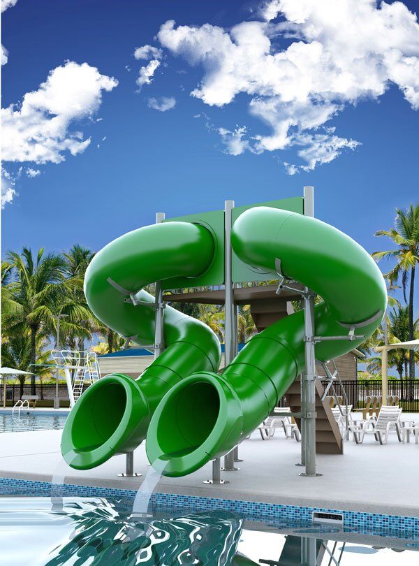 Double Flume Poolside Slide