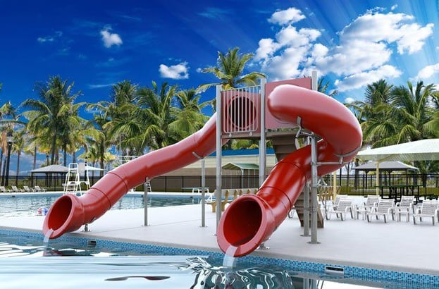 Double Flume Poolside Slide