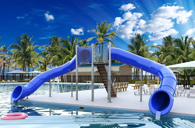 Double Flume Poolside Slide