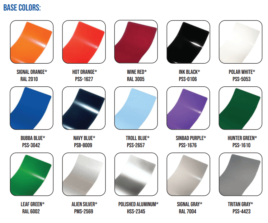 Powder Coat Color Options